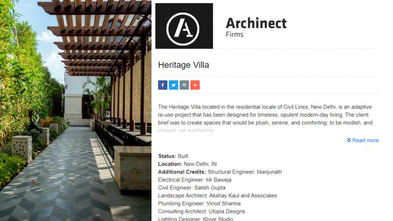Archinect Covers Urbanscape Architects, Heritage Villa